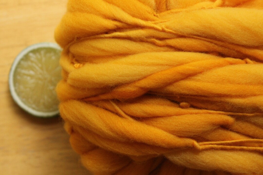Golden Yarn, Yellow Yarn, Thick and Thin Yarn, Handspun Yarn, Chunky ...