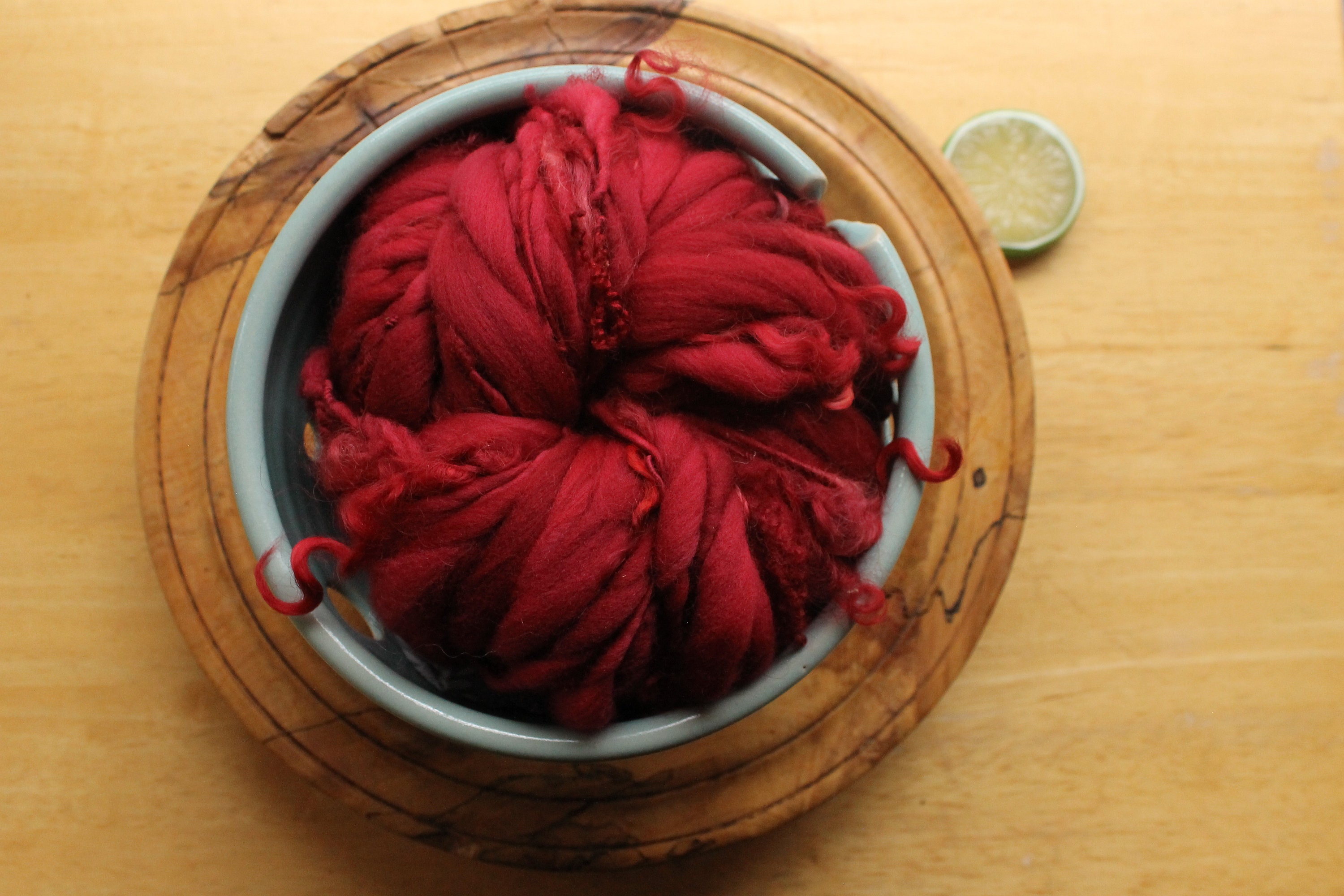 Red Yarn Curly Yarn Thick and Thin Yarn Handspun Art Yarn - Etsy