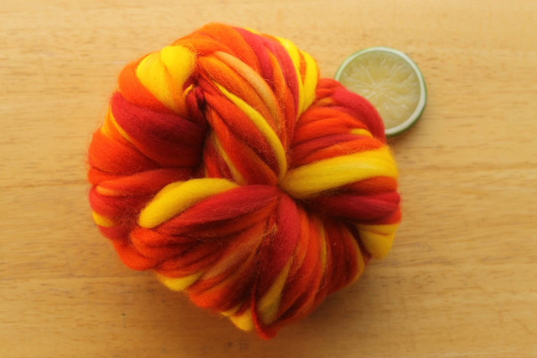 Red and Orange Yarn, Yellow Yarn, Handspun Yarn, Thick and Thin Yarn ...