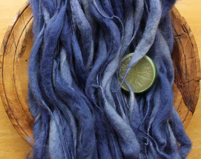 Blue Yarn, Handspun Thick and Thin Yarn, Super Bulky Yarn, Hand Dyed ...