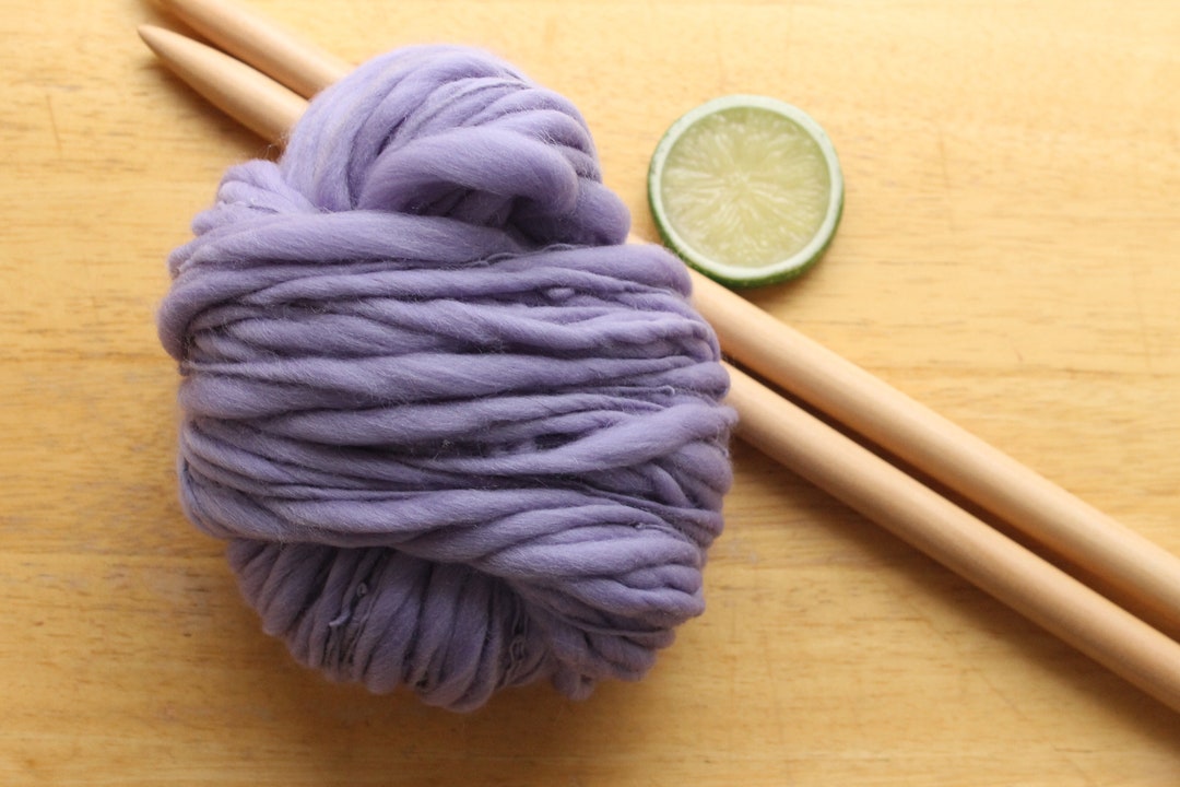 Lavender Yarn, Thick and Thin Yarn, Chunky Handspun Wool Yarn, Merino ...