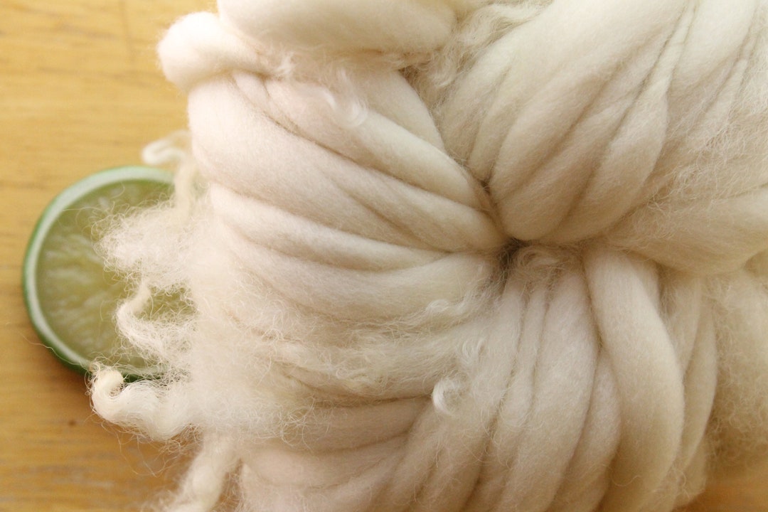 Curly Wool Yarn, Cream Yarn, Undyed Yarn, Handspun Thick and Thin Yarn ...