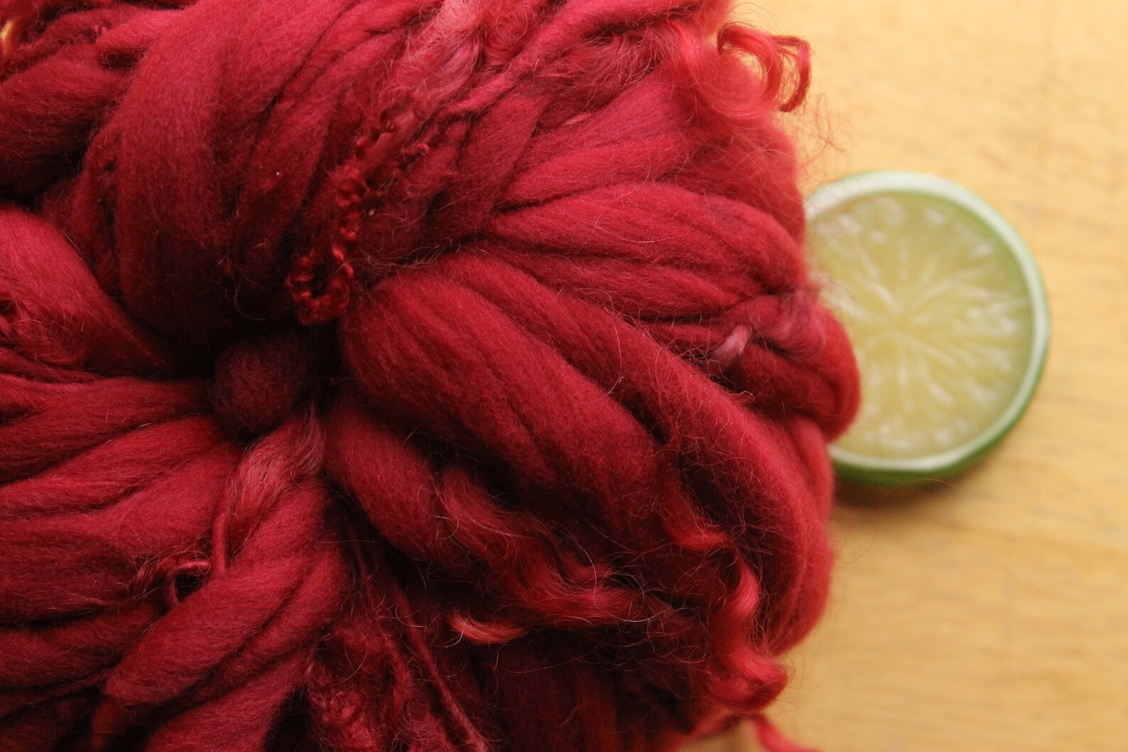 Red Yarn Curly Yarn Thick and Thin Yarn Handspun Art Yarn - Etsy