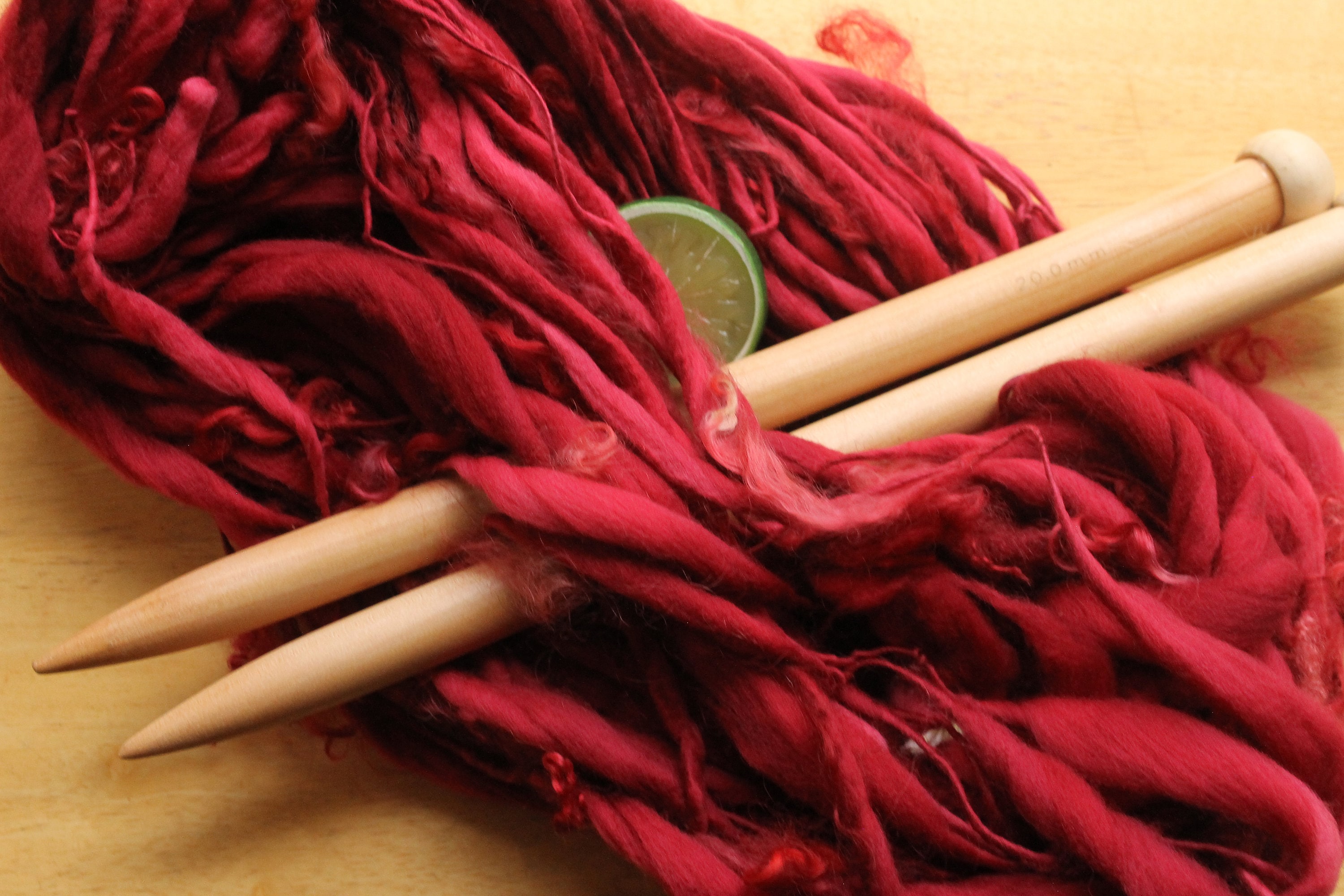 Red Yarn Curly Yarn Thick and Thin Yarn Handspun Art Yarn - Etsy