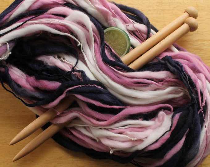 Handspun Thick and Thin Yarn, Navy Blue Yarn, Chunky Crochet Yarn, Hand ...