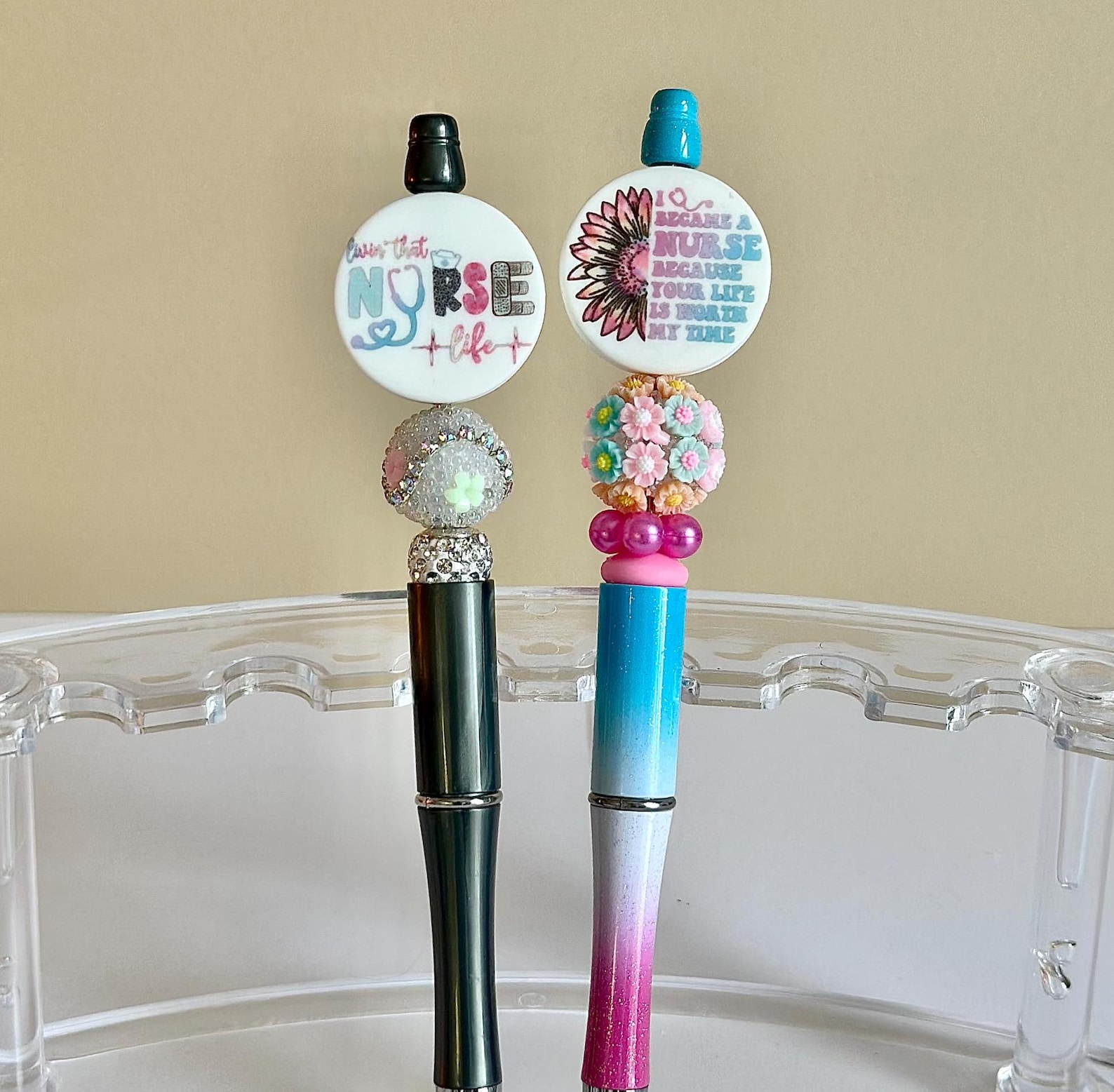 Nurse Beaded Pen: Badge Reel - Refillable Ink - ER - Registration - Etsy