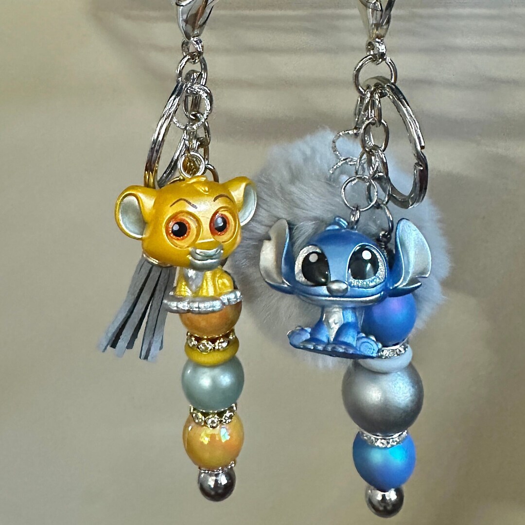 Simba and Stitch Special Edition Custom Beaded Character Key Chain ...
