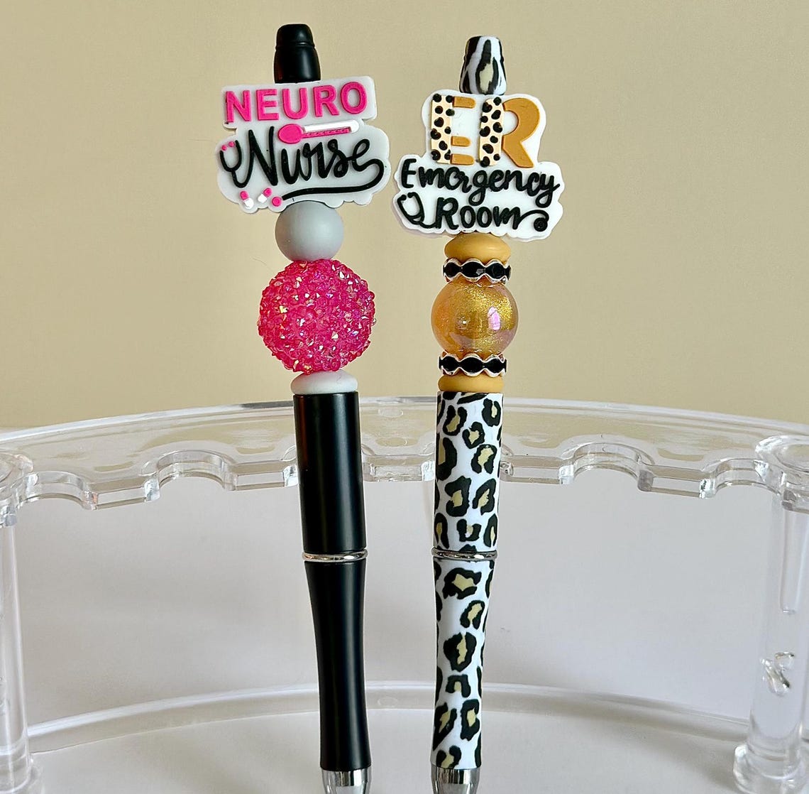 Nurse Beaded Pen: Badge Reel - Refillable Ink - ER - Registration - Etsy