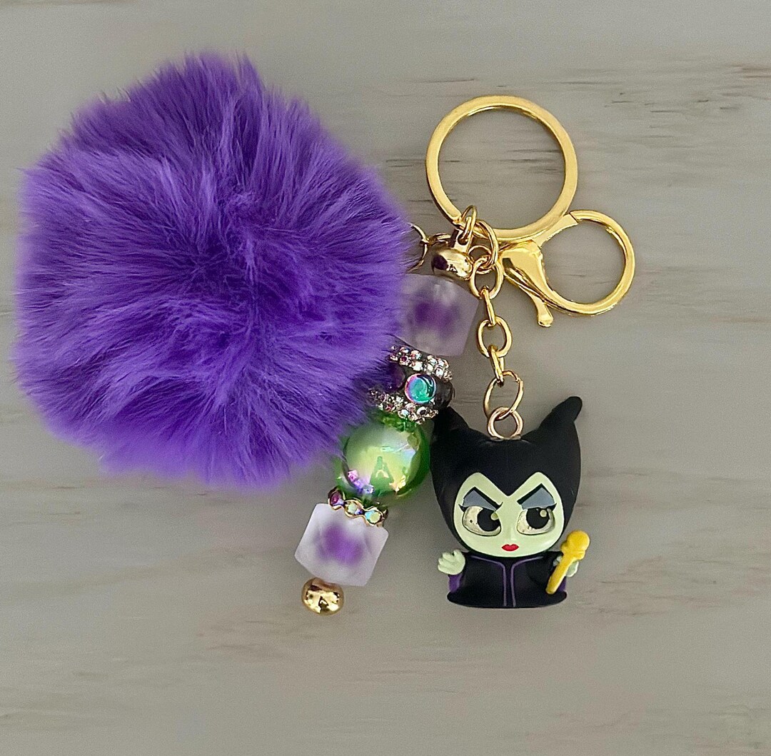 Villans Character Beaded Keychains With Pompoms, Maleficent, Ursula, Best Friend Gift ...
