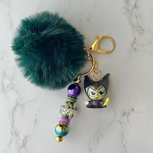 Villans Character Beaded Keychains With Pompoms, Maleficent, Ursula ...