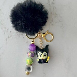 Villans Character Beaded Keychains With Pompoms, Maleficent, Ursula ...
