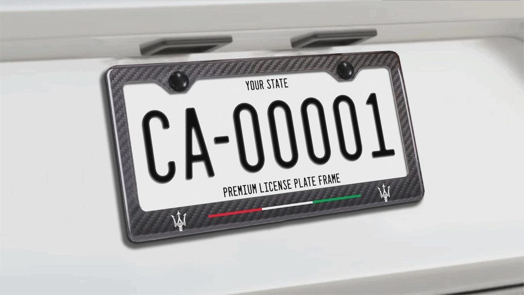 Maserati Silver Tridents Only With Italy Stripe 100% Real Carbon Fiber ...