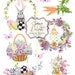 Spring Easter Rabbit Bunny Chick Eggs Nest Basket Carrots Butterflies ...