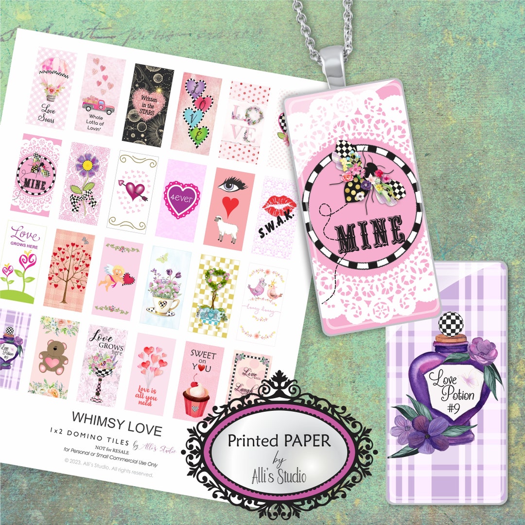 Printed Paper Whimsy Love Valentine's Day Domino Collage Sheet, 1x2 ...