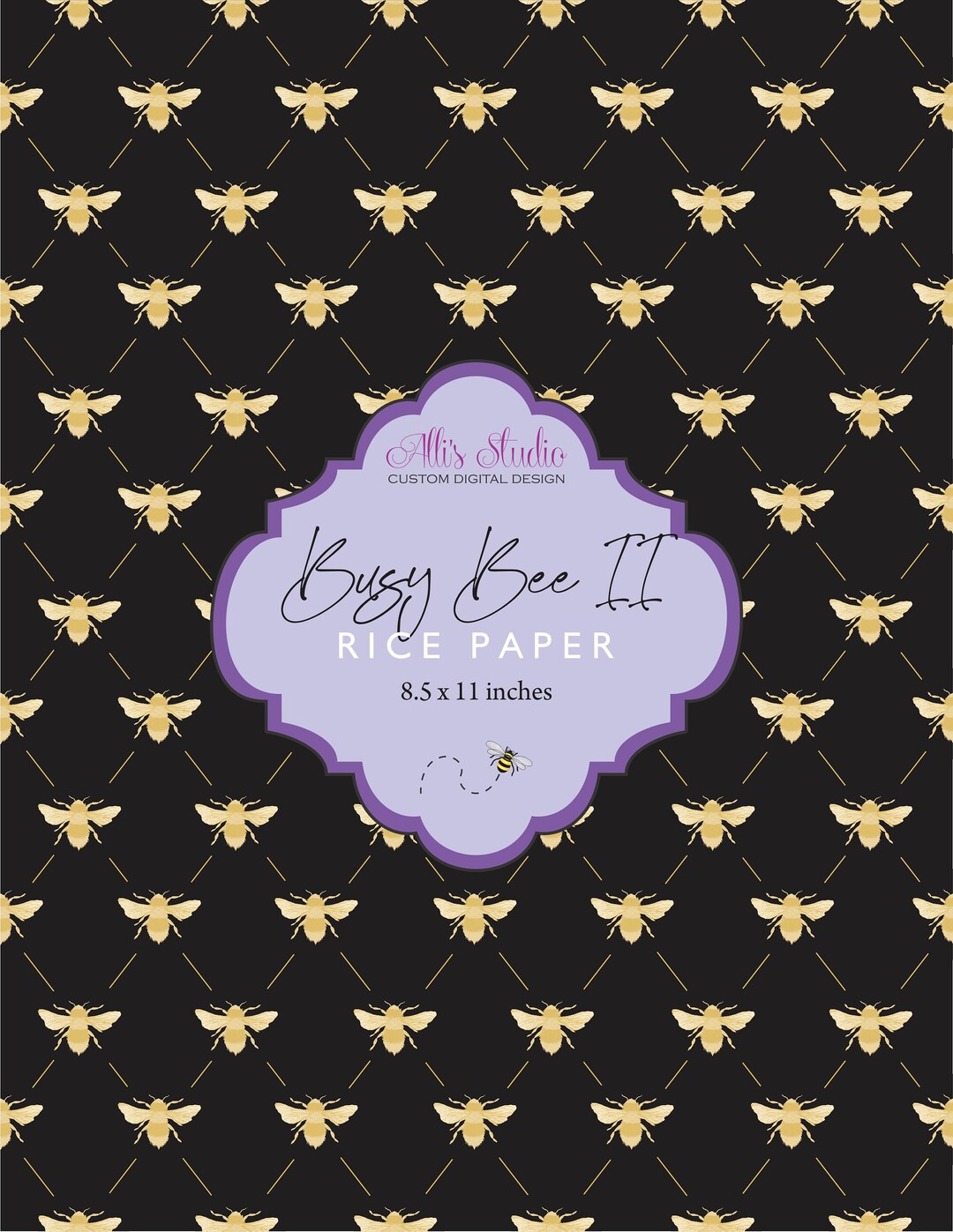 Rice Paper Busy Bee Harlequin II Black Gold A4 - Etsy