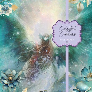 Rice Paper Celestial Cerulean Guardian Angel Teal Turquoise Heaven Blue ...