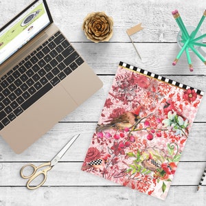 Cardinal Red Cardinals Whimsy Check Toile Floral Decoupage Collage ...