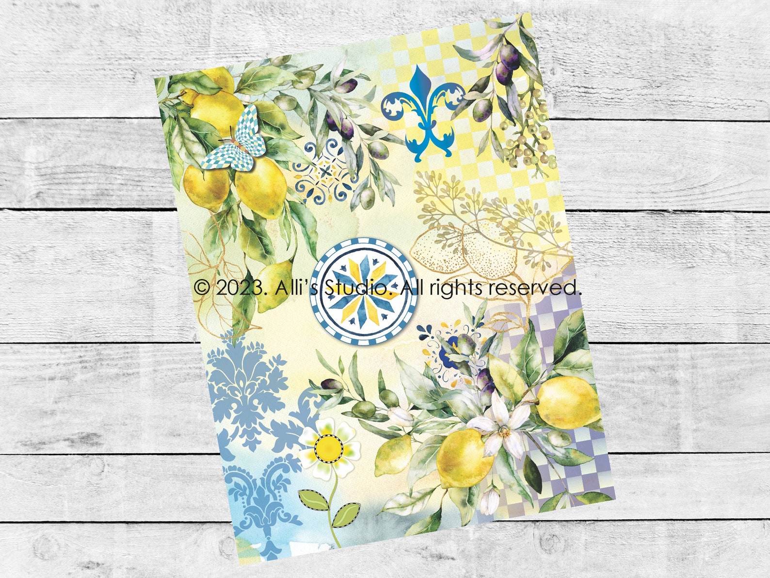 Rice Paper Lemons Olives Mediterranean Splendor Portrait Vintage ...
