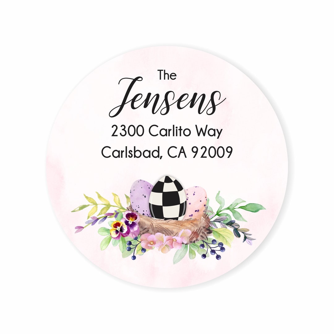 Easter Eggs Nest Personalized Address Labels Stickers / Easter Address ...