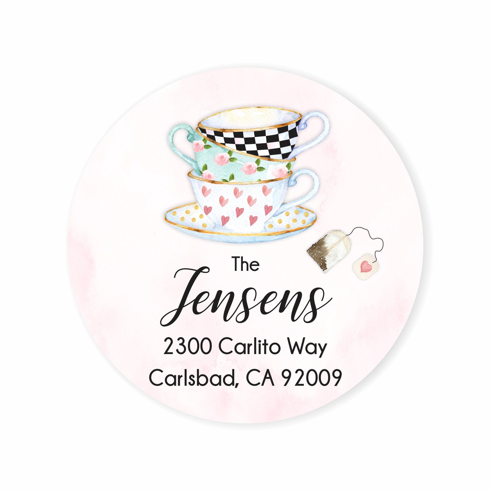 Tea Cup Pink Personalized Address Labels Stickers / Pink - Etsy