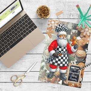 Rice Paper Chef Santa Claus Whimsy Gingerbread Baking Black White ...