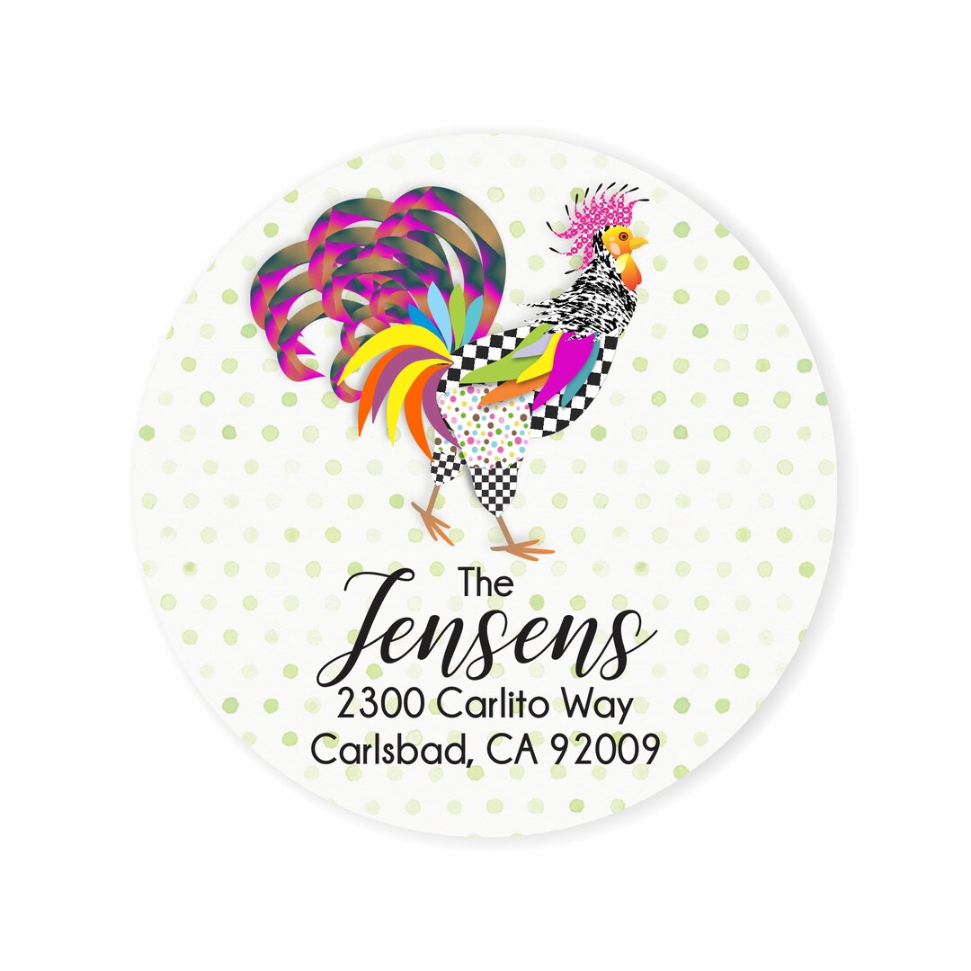 Rooster Personalized Address Labels Stickers / Farmhouse / Country Chic ...