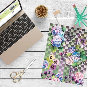 Rice Paper Whimsical Thistle Hydrangea Pansies Butterfly Black Purple ...