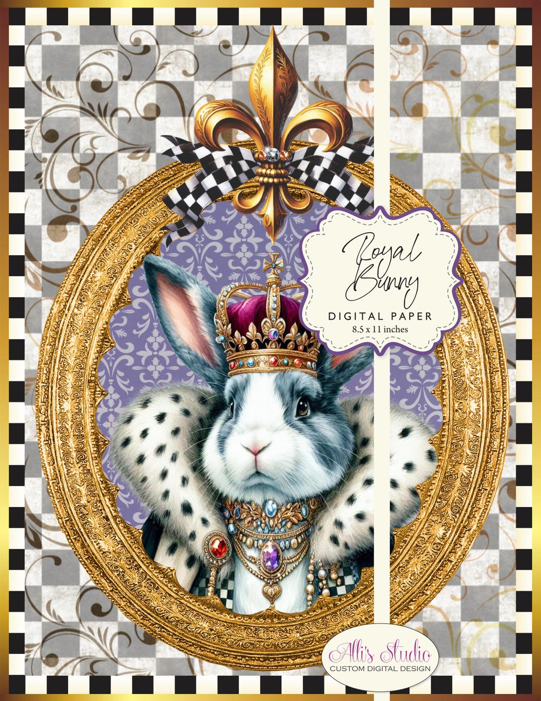 Royal Bunny Spring Easter Rabbit Queen King Tudor Fleur De Lis ...