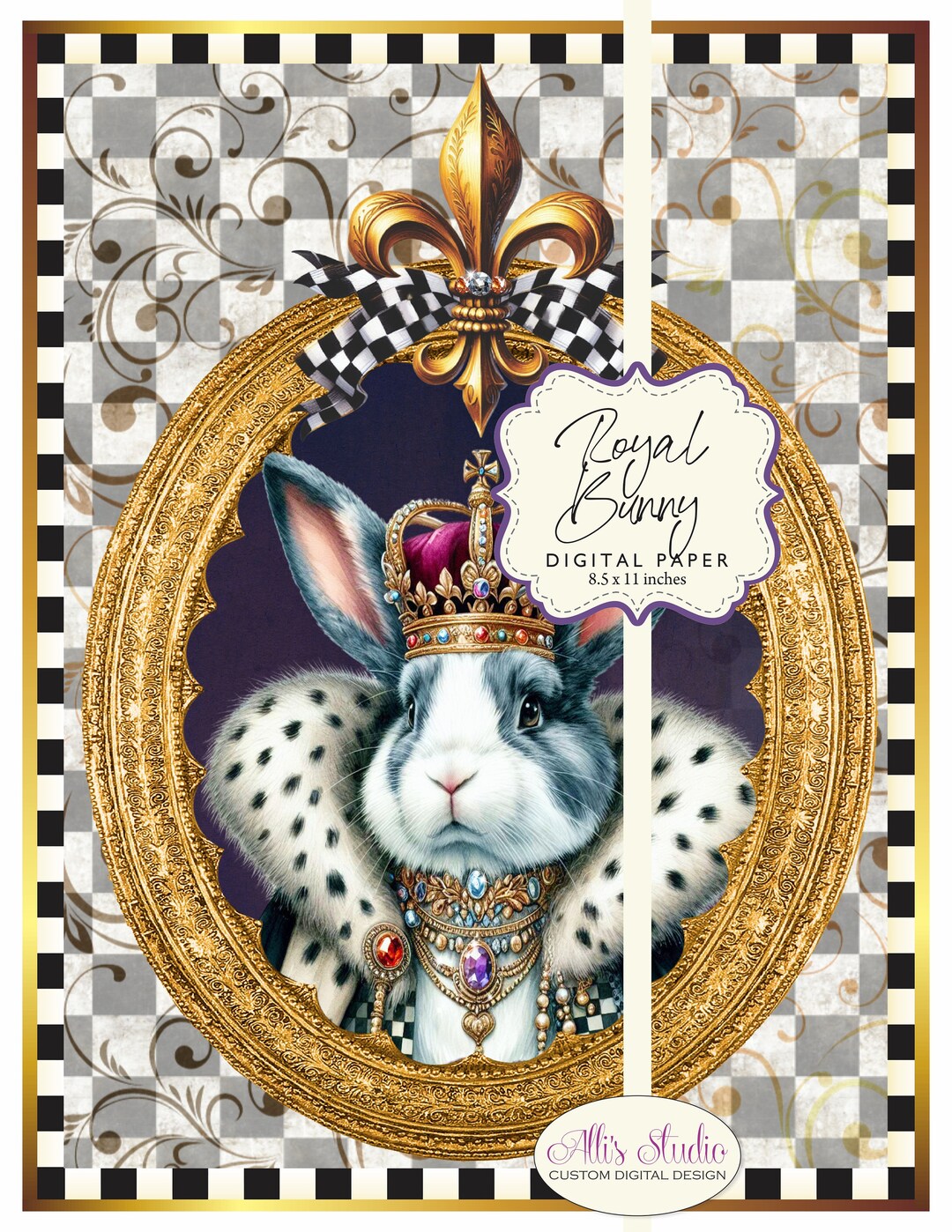 Royal Bunny Spring Easter Rabbit Queen King Tudor Fleur De Lis ...