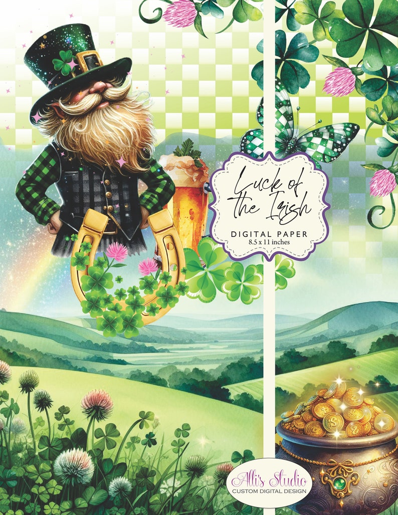 Suerte de los irlandeses Día de San Patricio Duende dorado Olla de oro ...