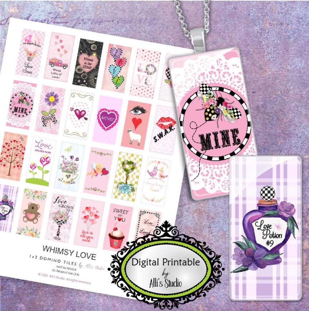 Digital Download Whimsy Love Valentine's Domino Collage Sheet ...