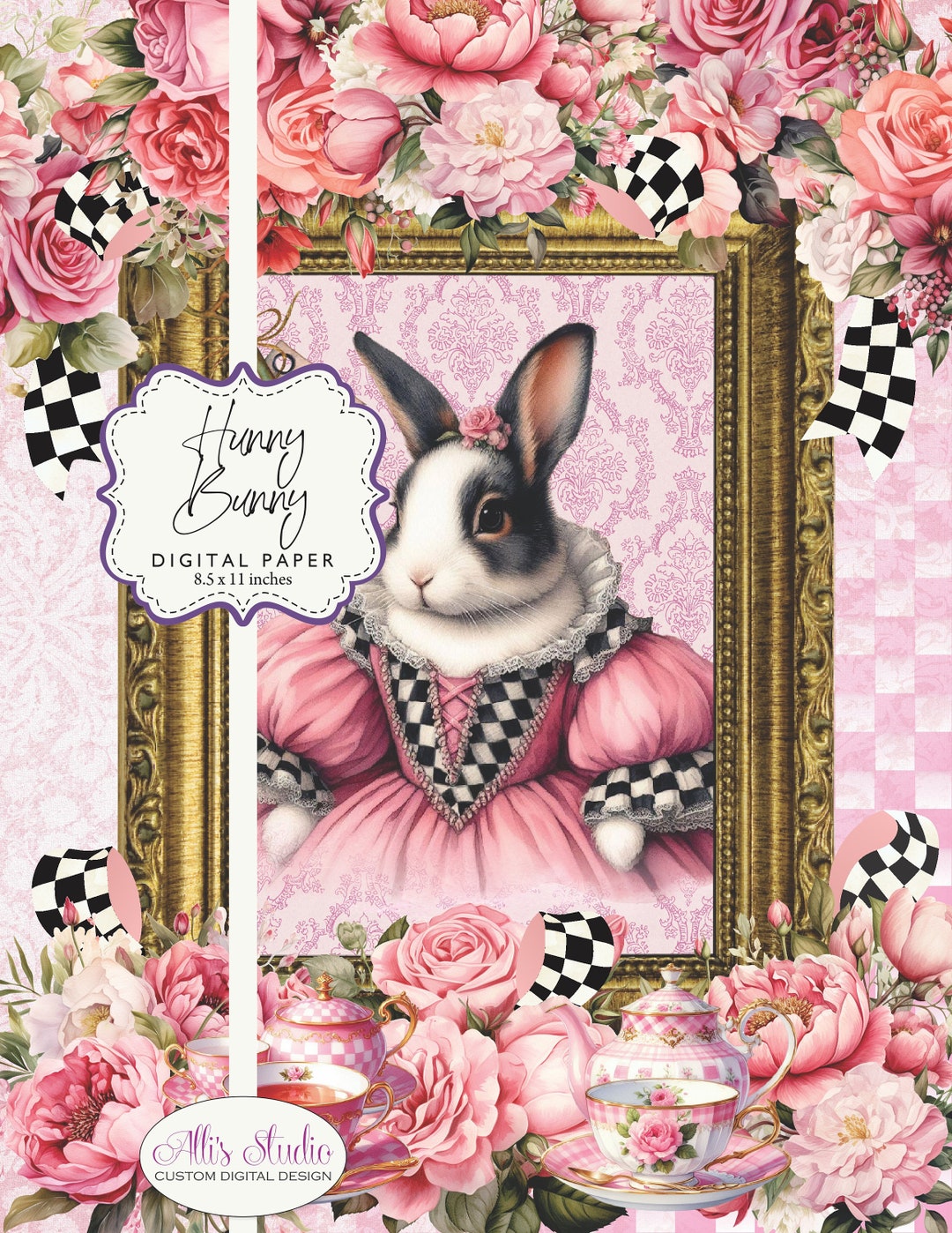Miss Hunny Bunny Love Valentine's Day Easter Rabbit Pink Renaissance ...