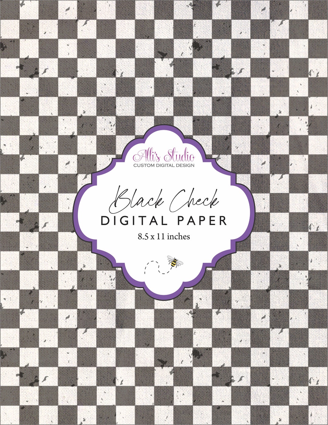 Black White Check Vintage Digital Paper 8.5x11 Printable DIY - Etsy