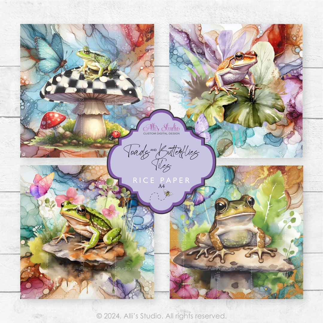 Rice Paper Toads and Butterflies Tiles 4x4 Frogs Toadstool Mushrooms ...