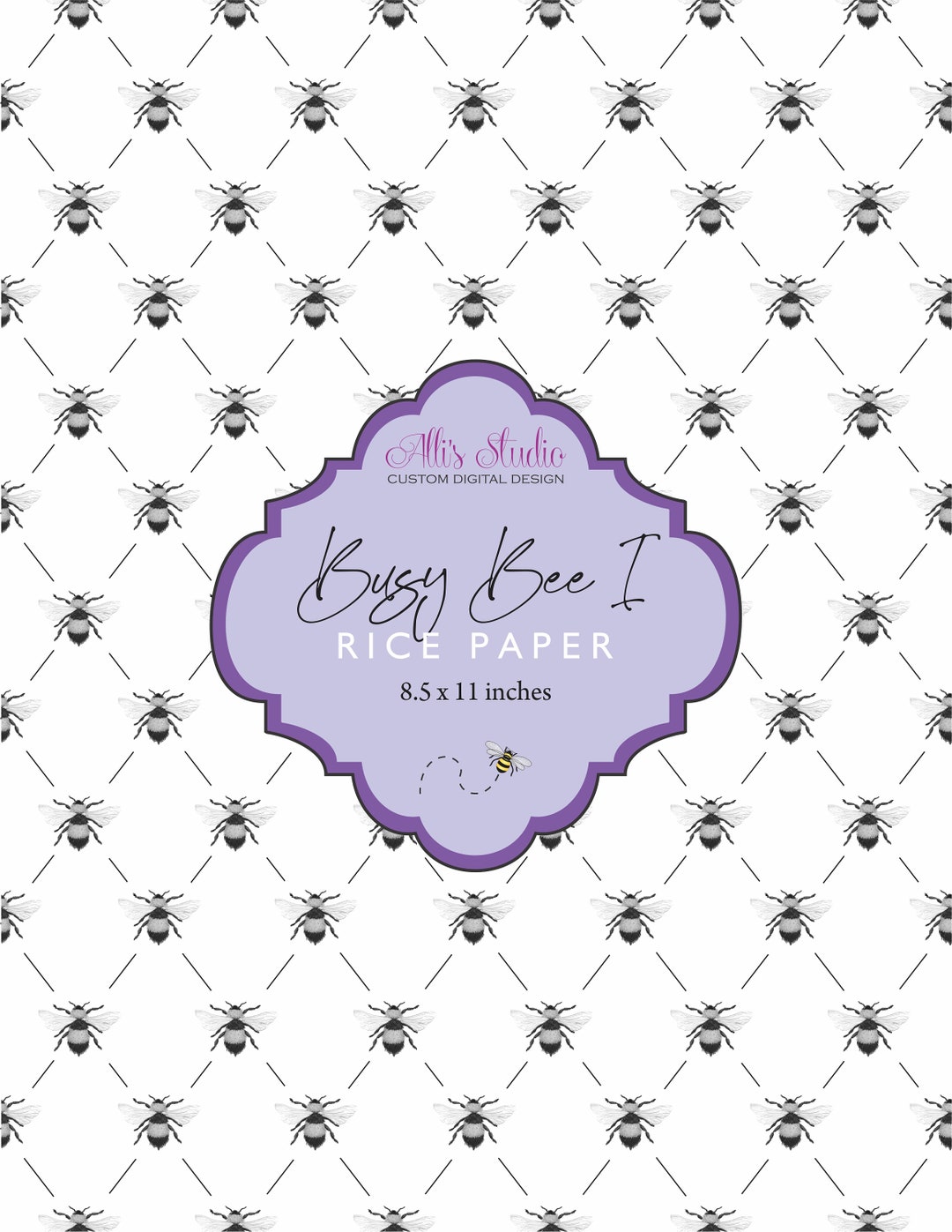 Rice Paper Busy Bee Harlequin Black White A4 - Etsy