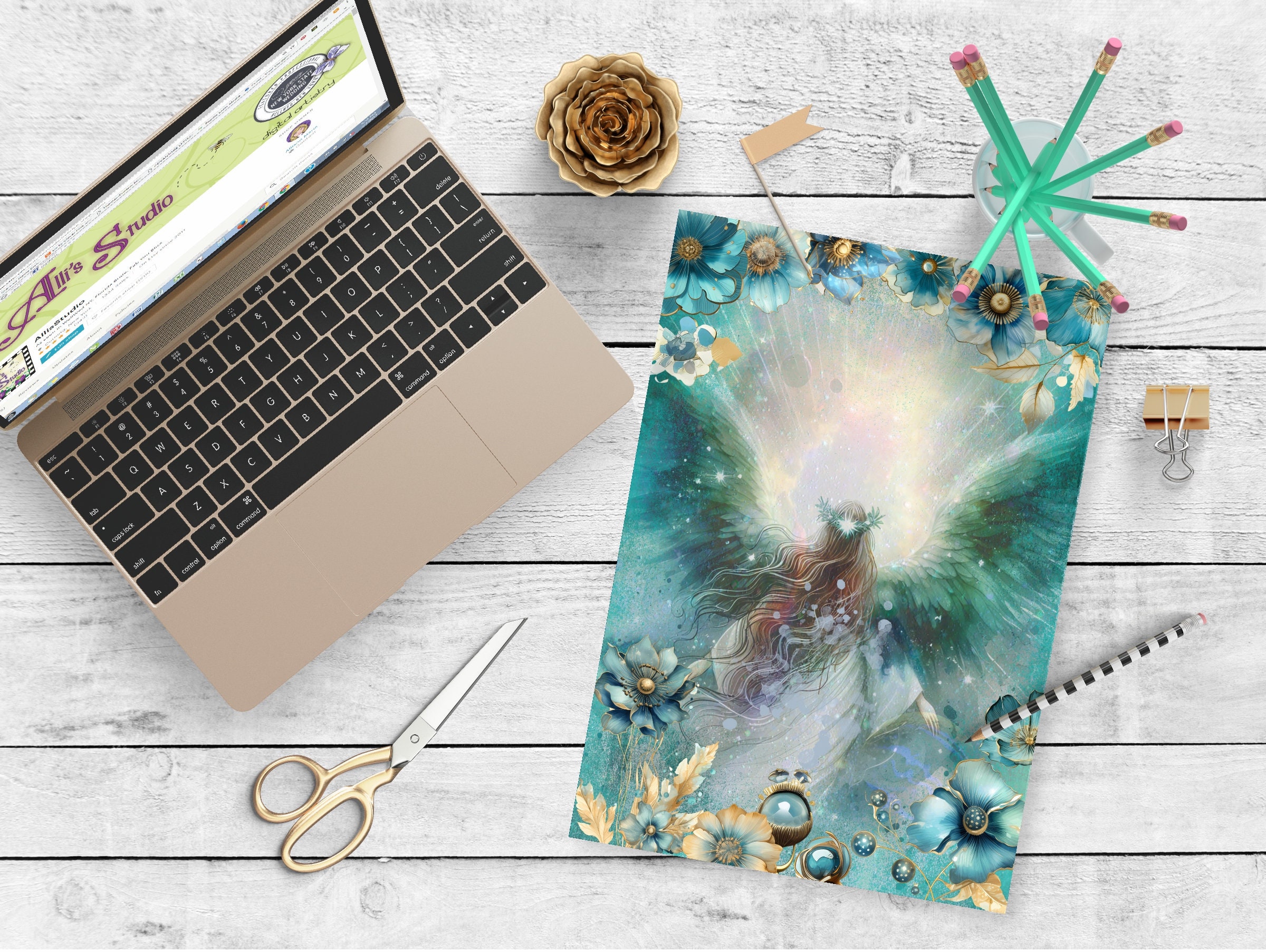 Rice Paper Celestial Cerulean Guardian Angel Teal Turquoise Heaven Blue ...