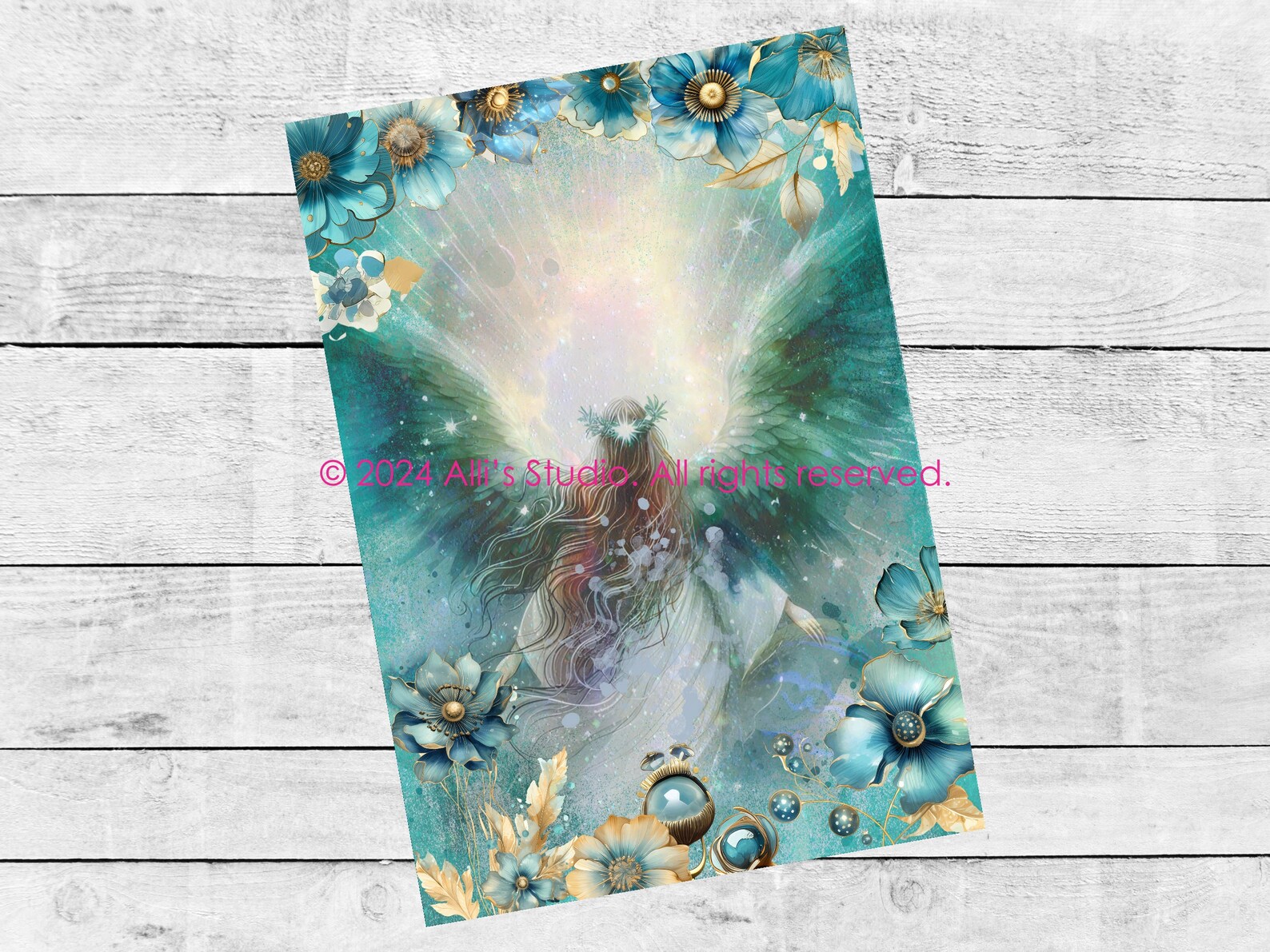 Rice Paper Celestial Cerulean Guardian Angel Teal Turquoise Heaven Blue ...