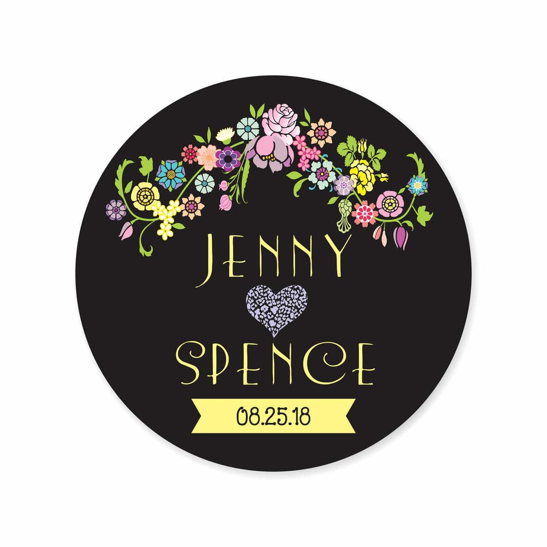 Flower Garland Chalkboard Style Personalized Labels Stickers / Floral ...