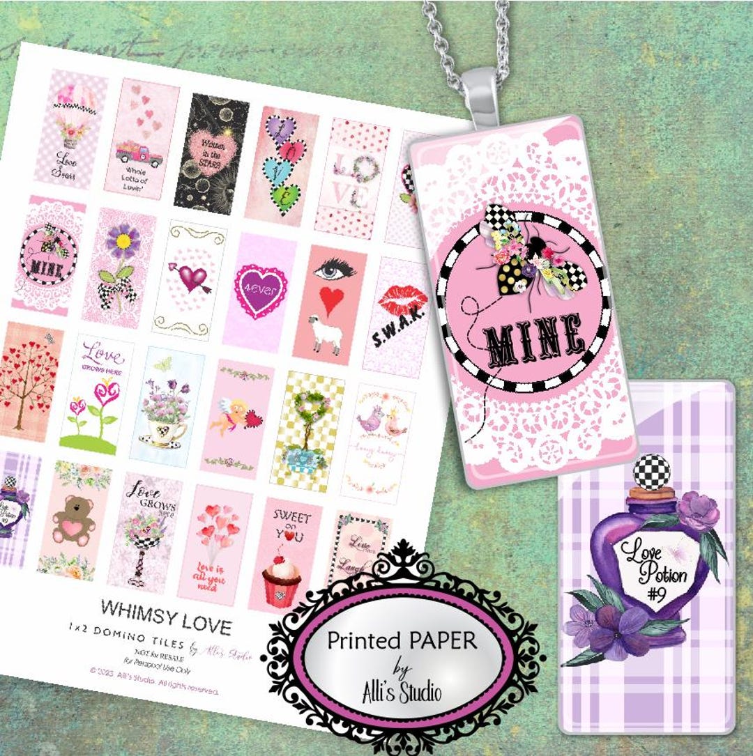Printed Paper Whimsy Love Valentine's Day Domino Collage Sheet, 1x2 ...