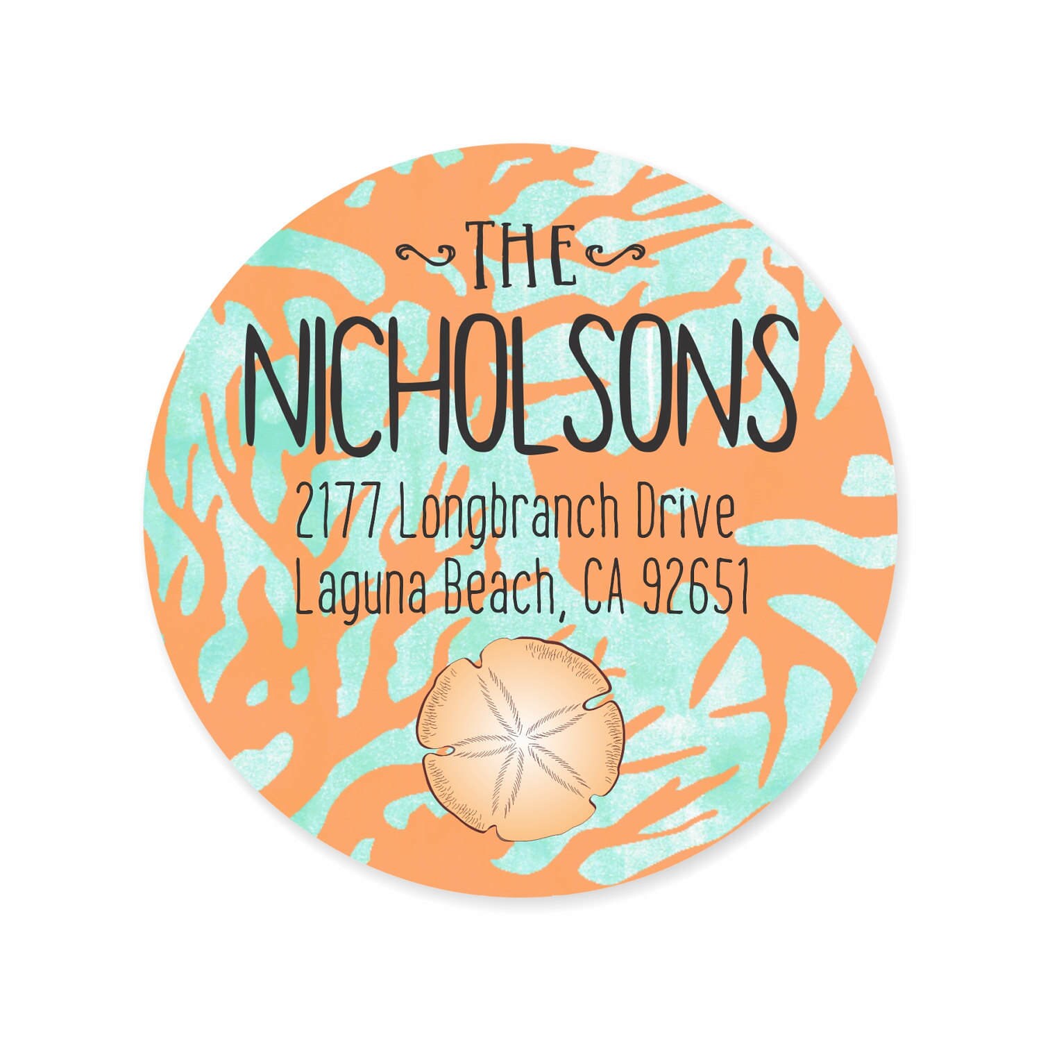 Sea Coral Sand Dollar Personalized Address Labels Stickers / - Etsy
