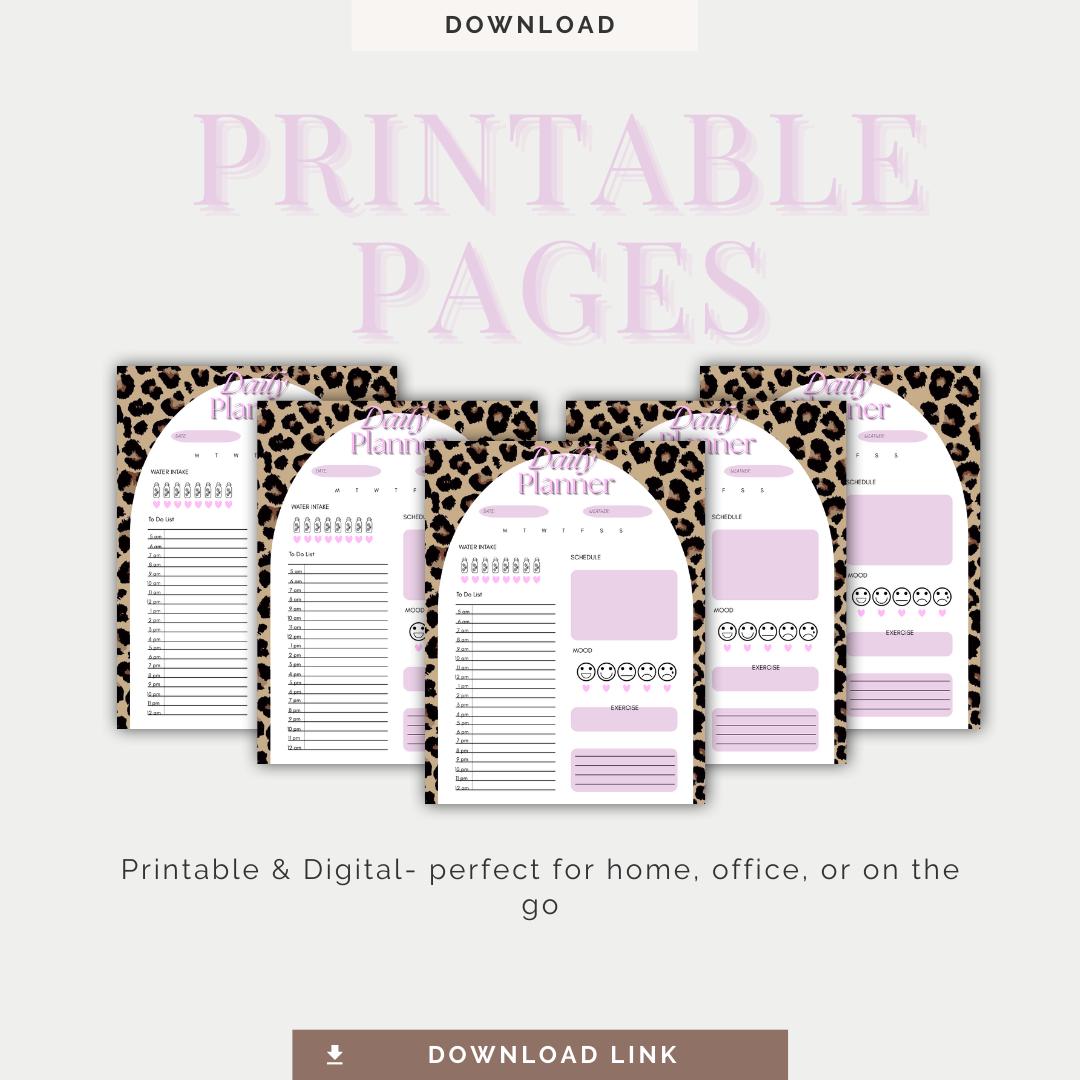 Cheetah Print Digital Daily Planner | Girly PDF Planner | Stylish ...