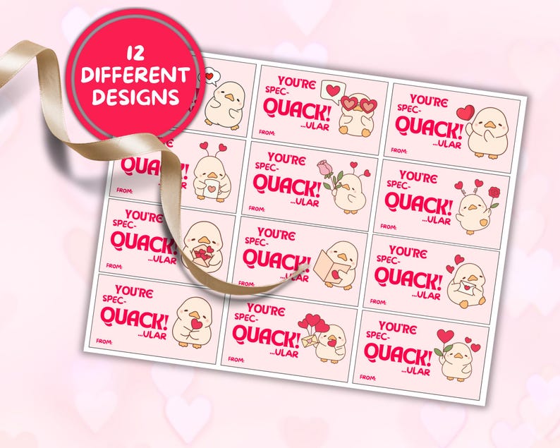 Printable Duck Valentine's Day Gift Tags/labels - US Letter & A4 - Etsy