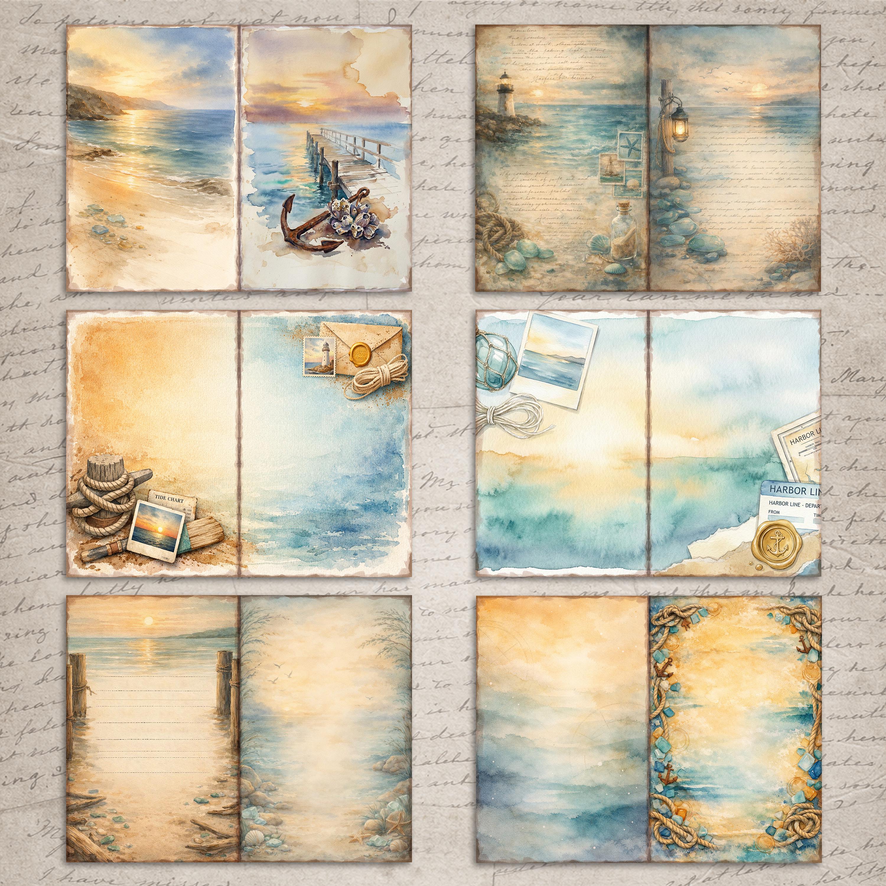 Coastal Beach Blue Junk Journal Kit Printable Ocean Sunset Nautical ...
