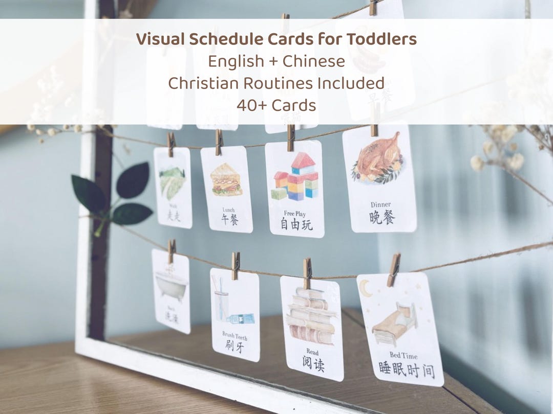 Bilingual Visual Schedule Cards for Toddlers | English Chinese Daily ...