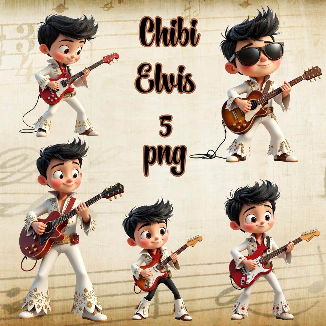 Chibi Elvis Costume, 5 Png Designs - Etsy