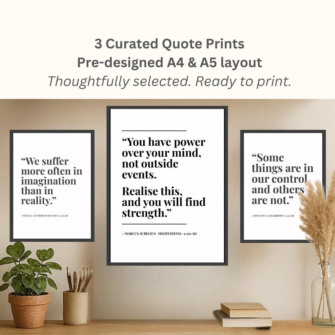 Stoic Philosophy Wall Art – the Inner Citadel Quote Trio (digital ...