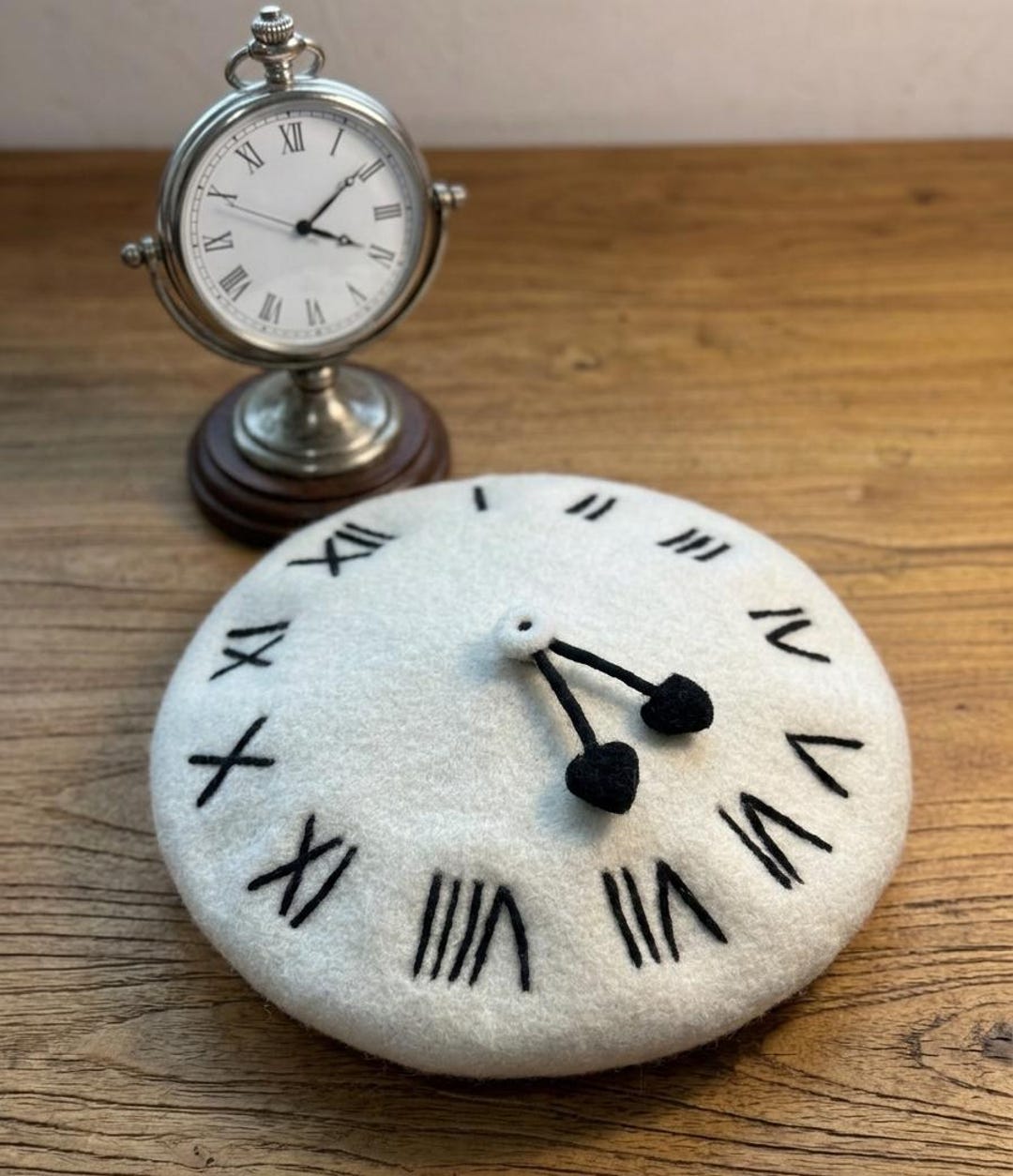 Dali Melting Clock Beret – Hand Felted Wool Surrealist French Hat - Etsy