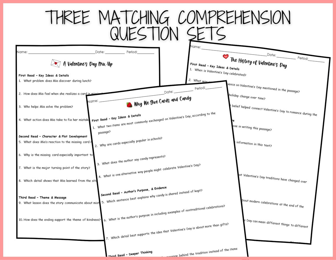 Valentine’s Day Reading Comprehension Passages | Close Reading ...