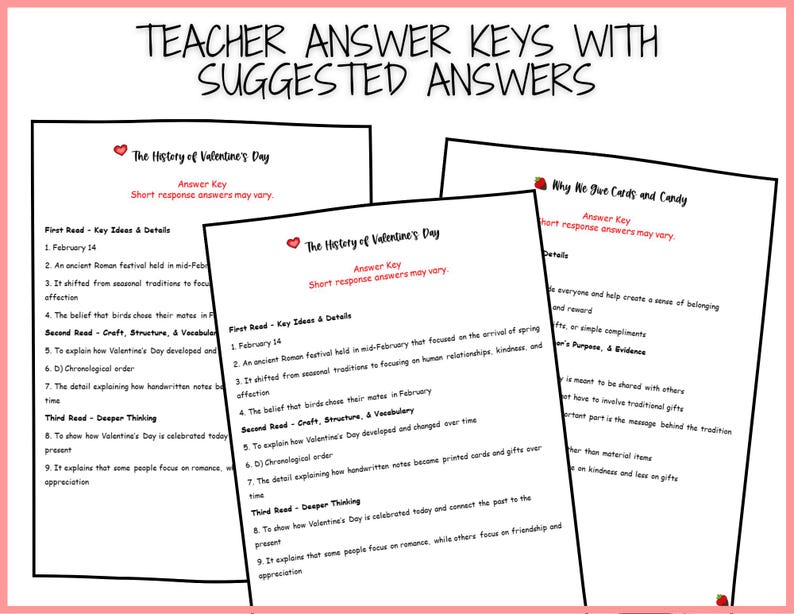 Valentine’s Day Reading Comprehension Passages | Close Reading ...