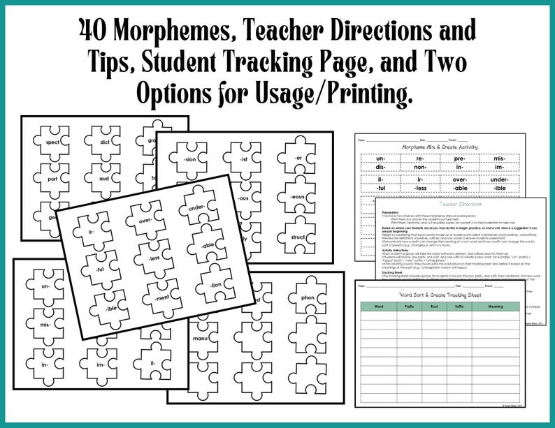 Morphology Word Building Activity | Prefix Root Suffix Vocabulary Game ...